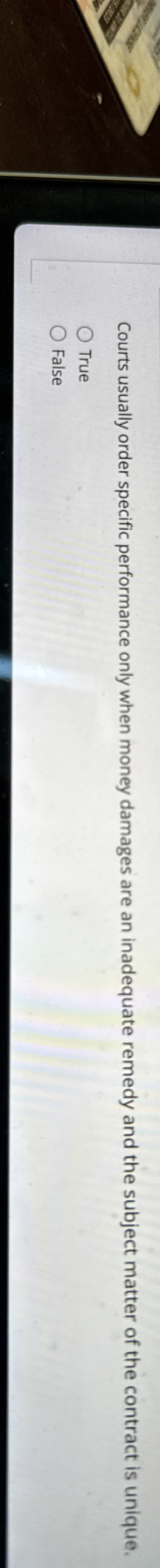 Solved Courts usually order specific performance only when | Chegg.com