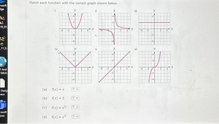 Solved Match Each Function With The Correct Graph Shown 