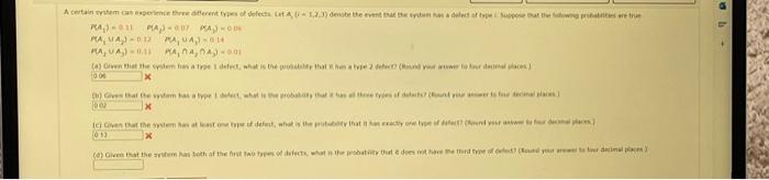 Solved A certain system can experience three different types | Chegg.com