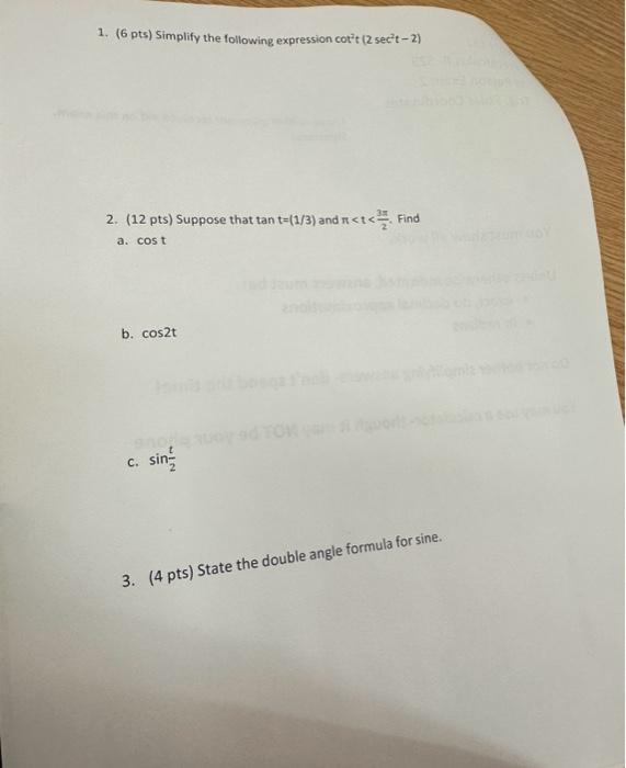Solved 1 6 Pts Simplify The Following Expression 