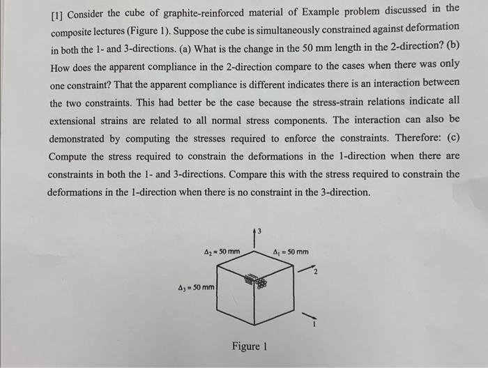 [1] Consider the cube of graphite-reinforced material | Chegg.com