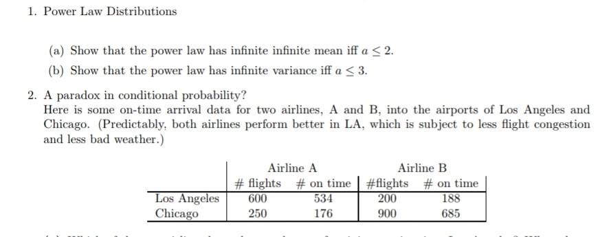 Solved 1. Power Law Distributions (a) Show that the power | Chegg.com