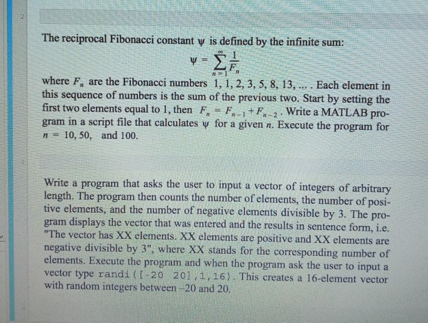 Solved The Reciprocal Fibonacci Constant Y Is Defined By The