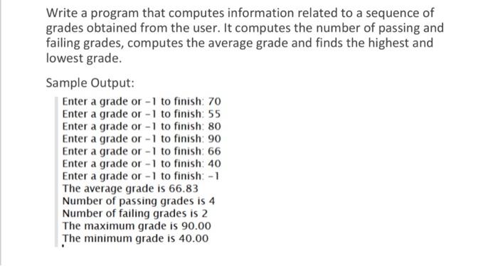 Solved Write A Program That Computes Information Related To Chegg
