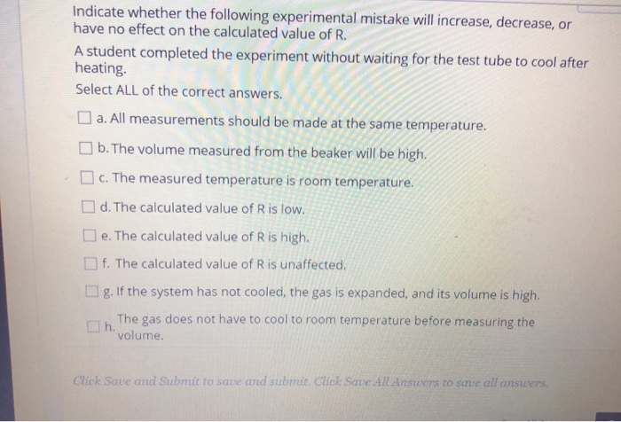 Solved Indicate whether the following experimental mistake | Chegg.com