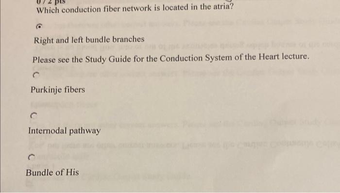 Which conduction fiber network is located in the | Chegg.com