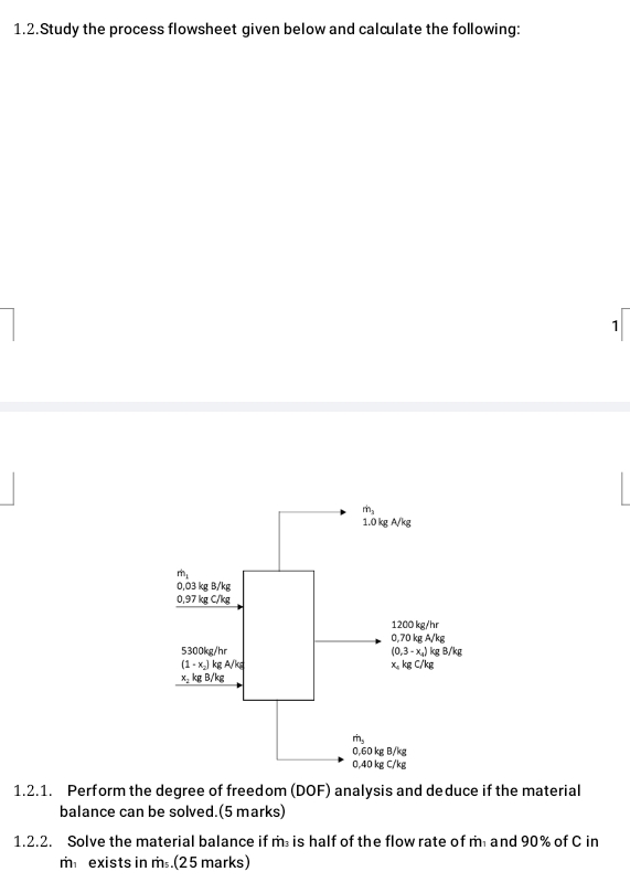 Solved 1.2.Study the process flowsheet given below and | Chegg.com