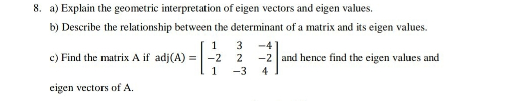 Solved a) ﻿Explain the geometric interpretation of eigen | Chegg.com