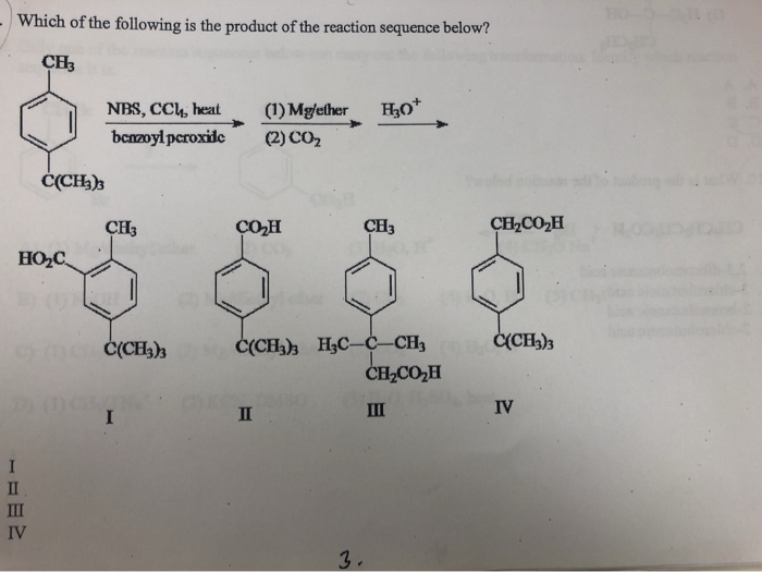 Solved Which of the following is the product of the reaction | Chegg.com