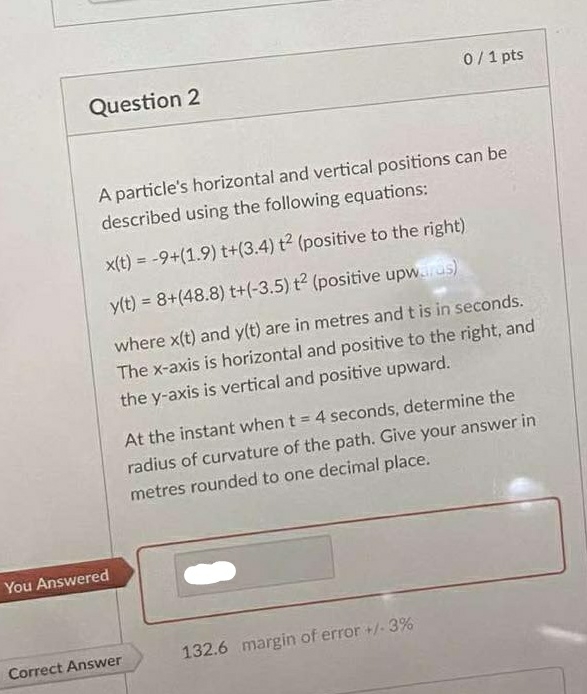 Solved Question 2A particle's horizontal and vertical | Chegg.com