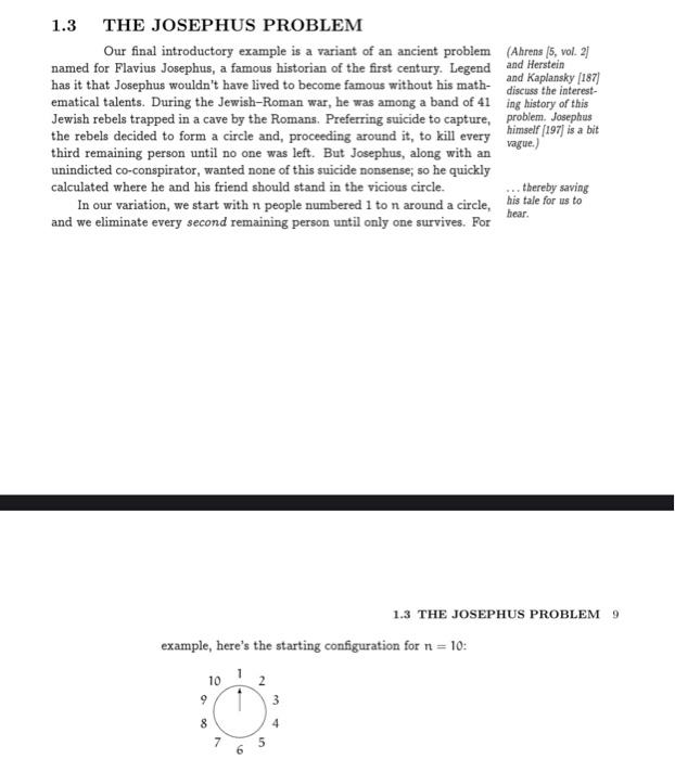 Solved 1 When we analyzed the Josephus problem in Chapter 1, | Chegg.com