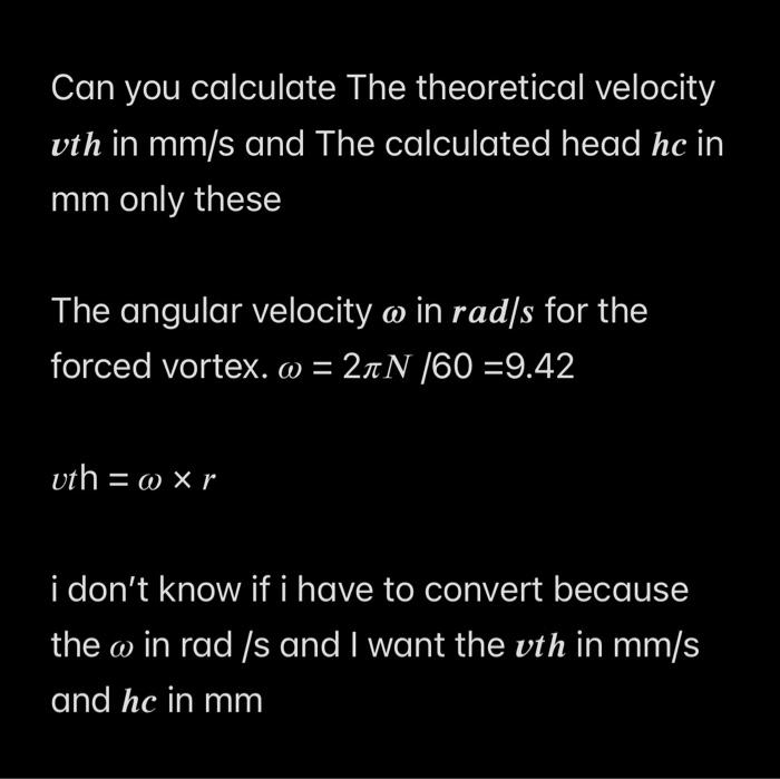Solved Can you calculate The theoretical velocity vth in | Chegg.com
