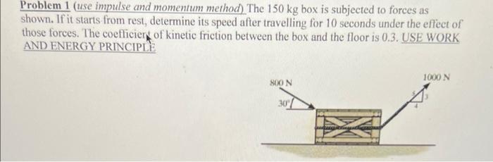 Solved Problem 1 (use impulse and momentum method) The 150 | Chegg.com