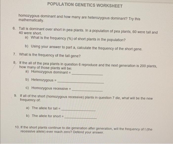 Solved POPULATION GENETICS WORKSHEET3. In Simulation 3, the | Chegg.com