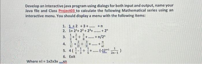 Solved Develop an interactive java program using dialogs for | Chegg.com