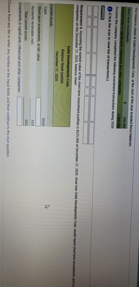 Solved The balance sheet of Solid Developments Corp. at the | Chegg.com