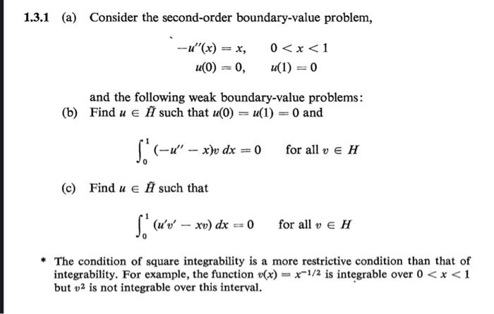 Solved 1 3 1 A Consider The Second Order Boundary Value