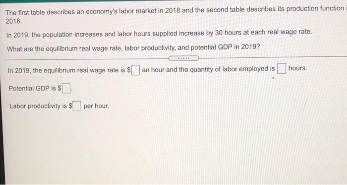 Solved The first table describes an economy's labor market | Chegg.com