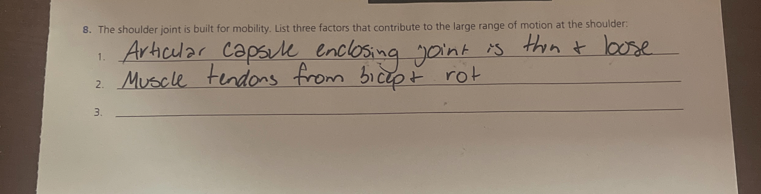 Solved The shoulder joint is built for mobility. List three | Chegg.com