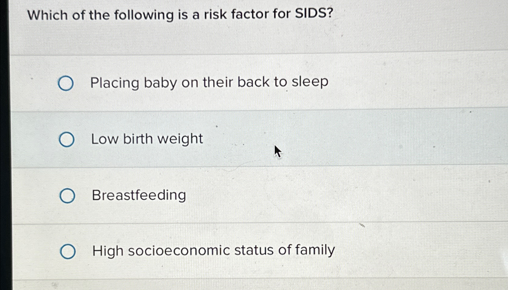 Solved Which of the following is a risk factor for | Chegg.com