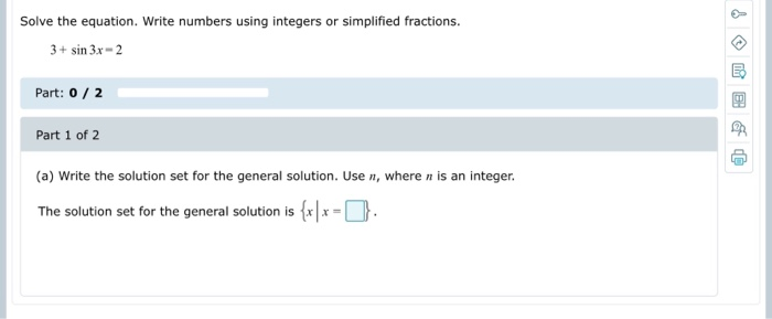 Solved Solve the equation. Write numbers using integers or | Chegg.com