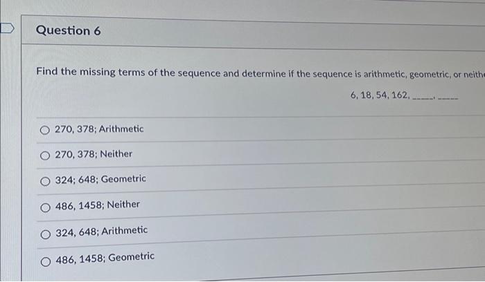 Solved Find the missing terms of the sequence and determine | Chegg.com