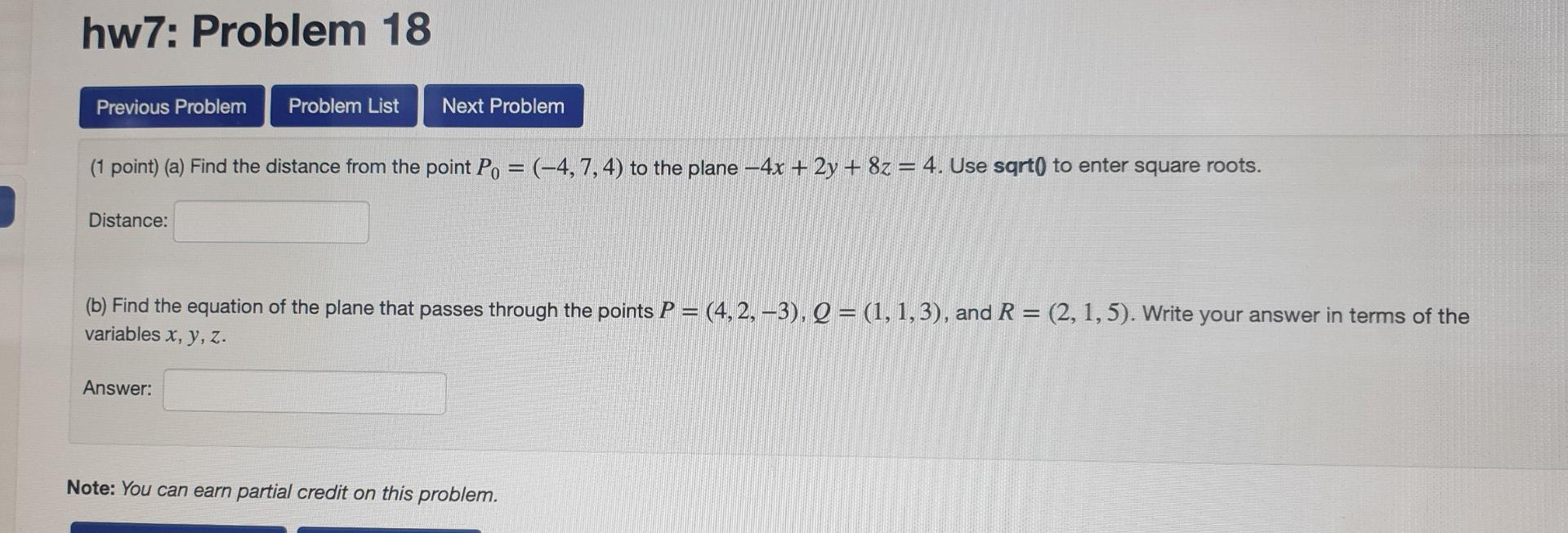 Solved hw7: Problem 18 Previous Problem Problem List Next | Chegg.com