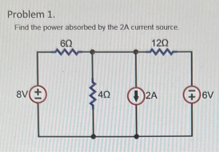 Solved Find the power absorbed by the 2 A current source. | Chegg.com