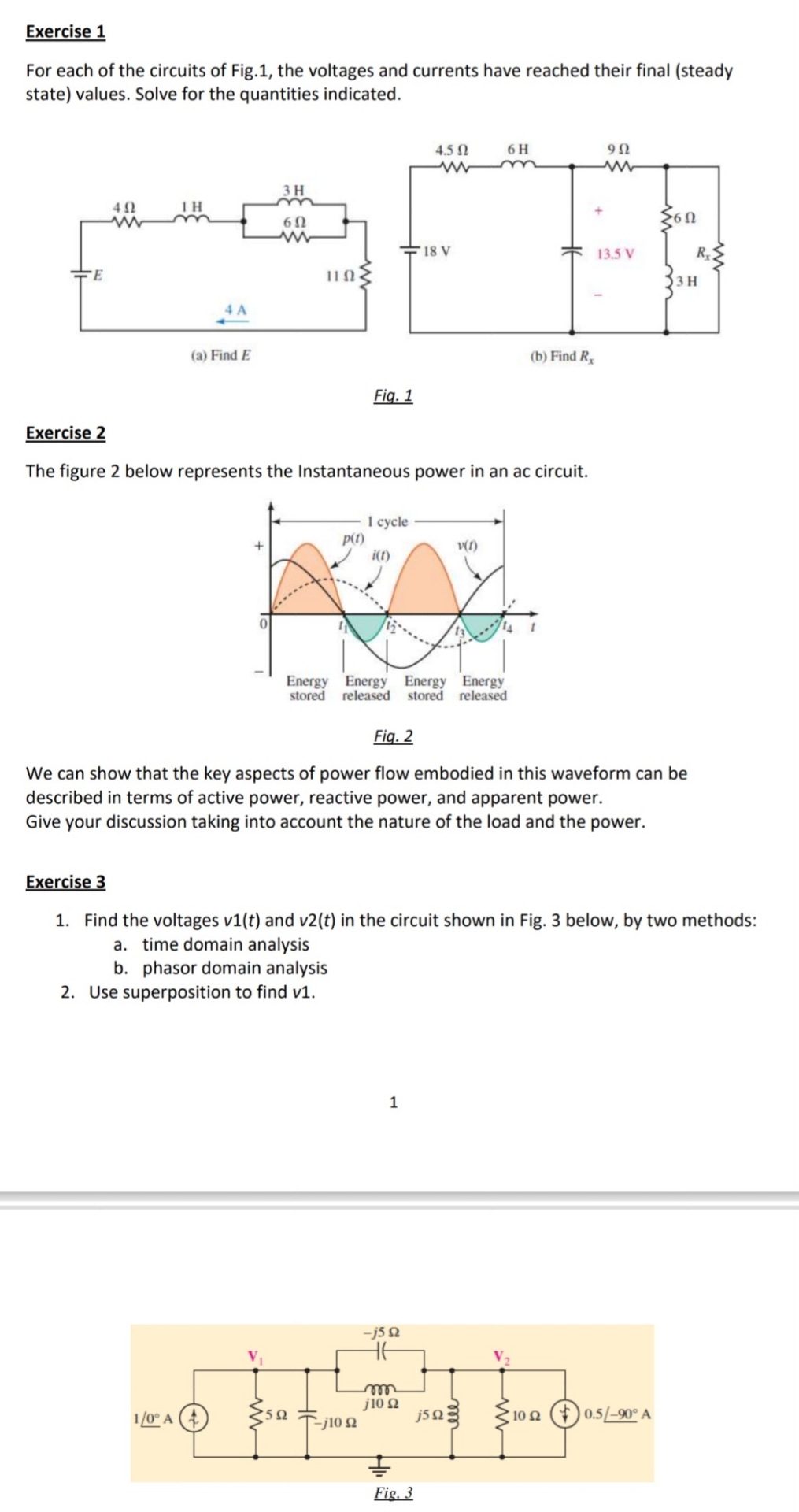 Solved Exercise 1For each of the circuits of Fig.1, ﻿the | Chegg.com