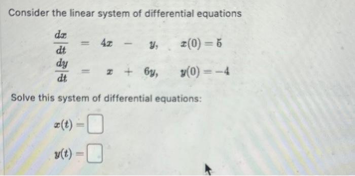 Solved Consider the linear system of differential equations | Chegg.com