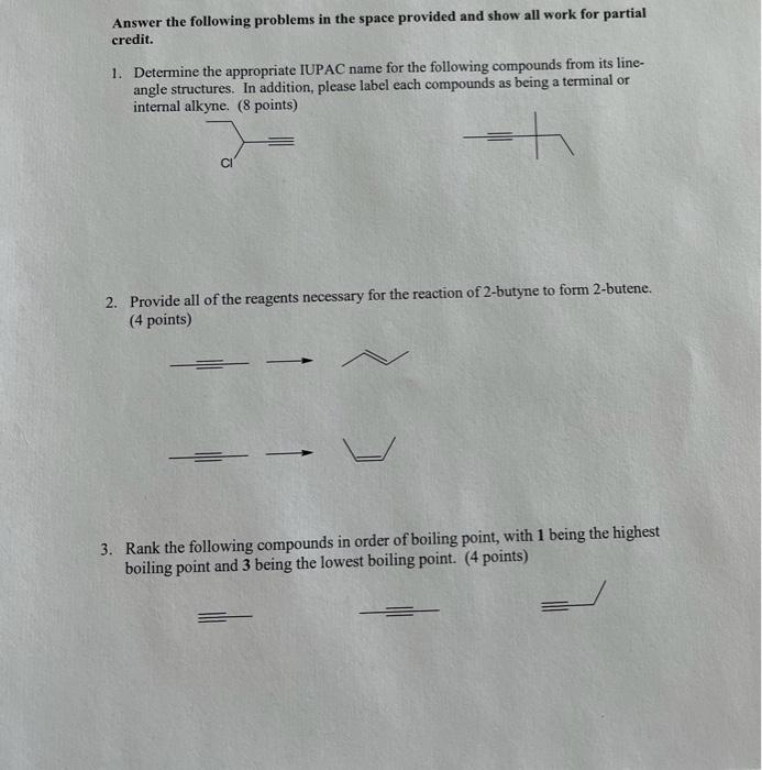 Solved Answer the following problems in the space provided | Chegg.com