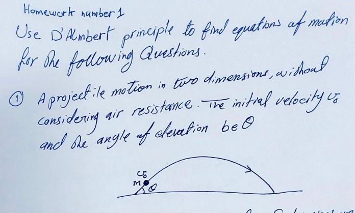 Solved Homework number 1 Use D'Alembert principle to find | Chegg.com