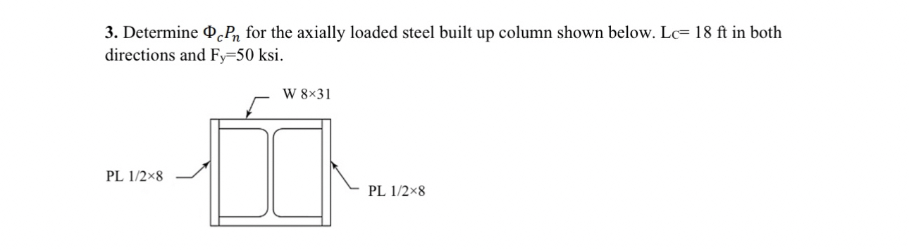Solved Determine ΦcPn ﻿for the axially loaded steel built up | Chegg.com