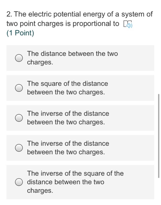 Solved 2. The electric potential energy of a system of two | Chegg.com