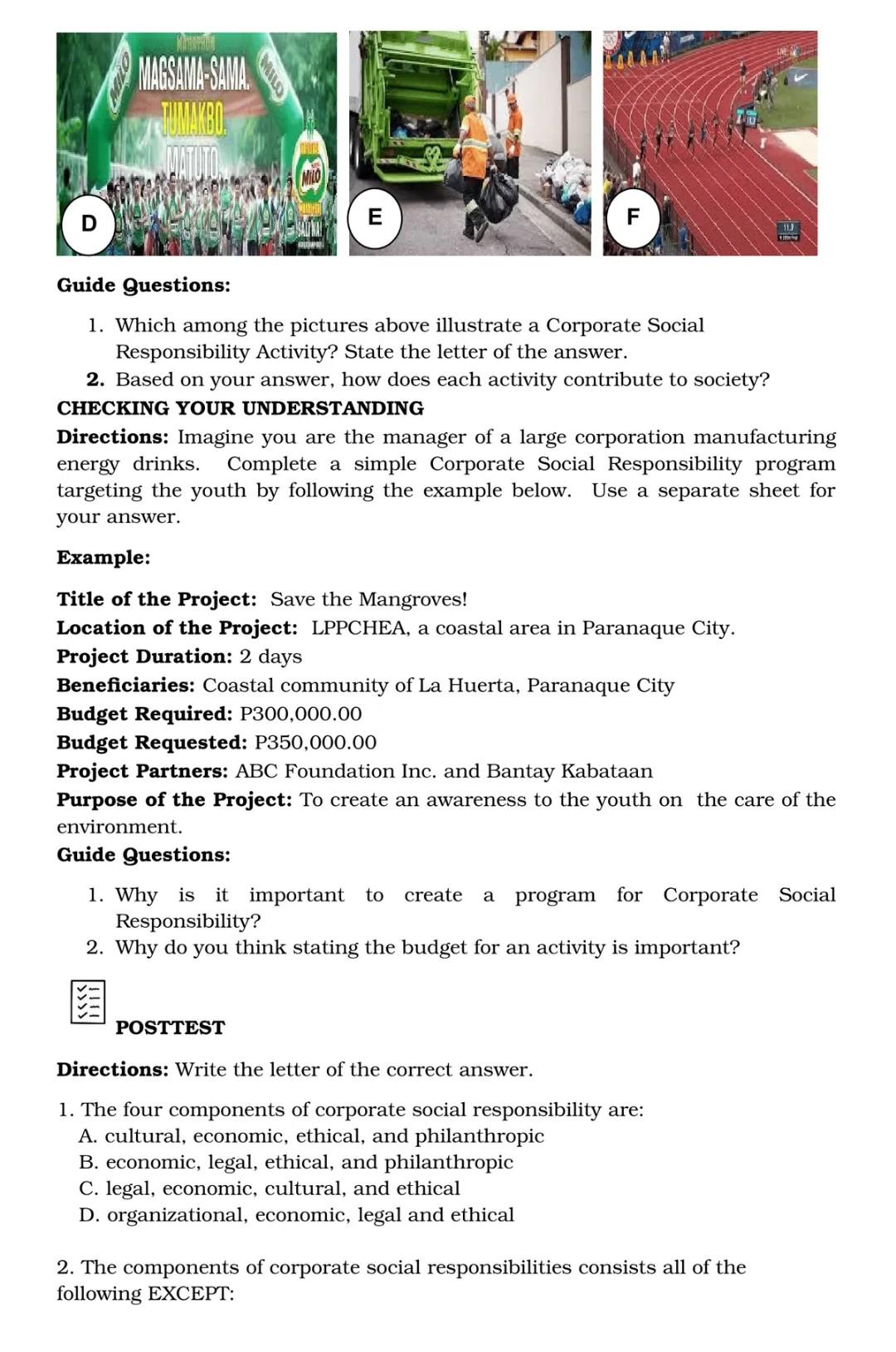 Solved MAGSAMA-SAMA. TUMAKBO. E F Guide Questions: 1. Which | Chegg.com