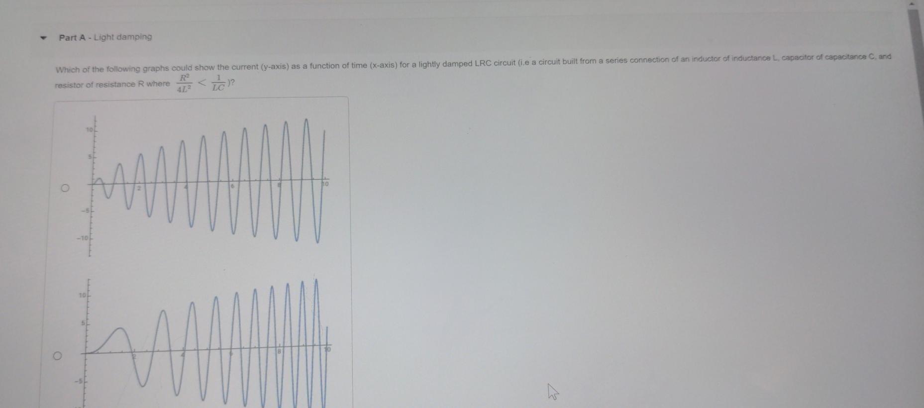 Solved Part A - Light damping Which of the following graphs | Chegg.com