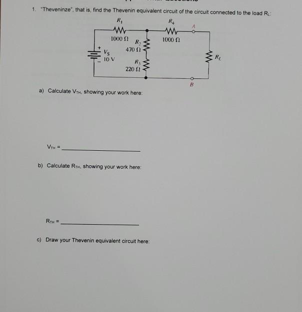 Solved Thevenin's Theorem Objective: To use the concept of | Chegg.com