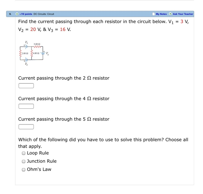 Solved Find the current passing through each resistor in the | Chegg.com