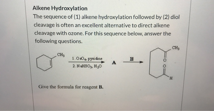Solved Alkene Hydroxylation The sequence of (1) alkene | Chegg.com