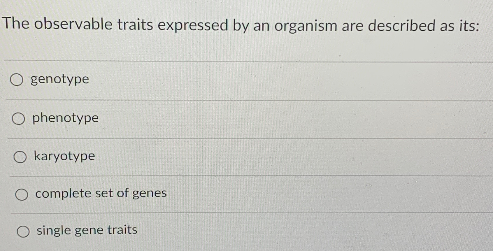 Solved The observable traits expressed by an organism are | Chegg.com