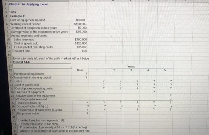 Solved Required information Chapter 14: Applying Excel | Chegg.com