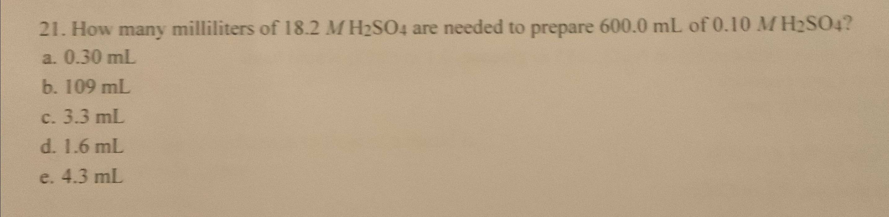 Solved How many milliliters of 18.2MH2SO4 ﻿are needed to | Chegg.com