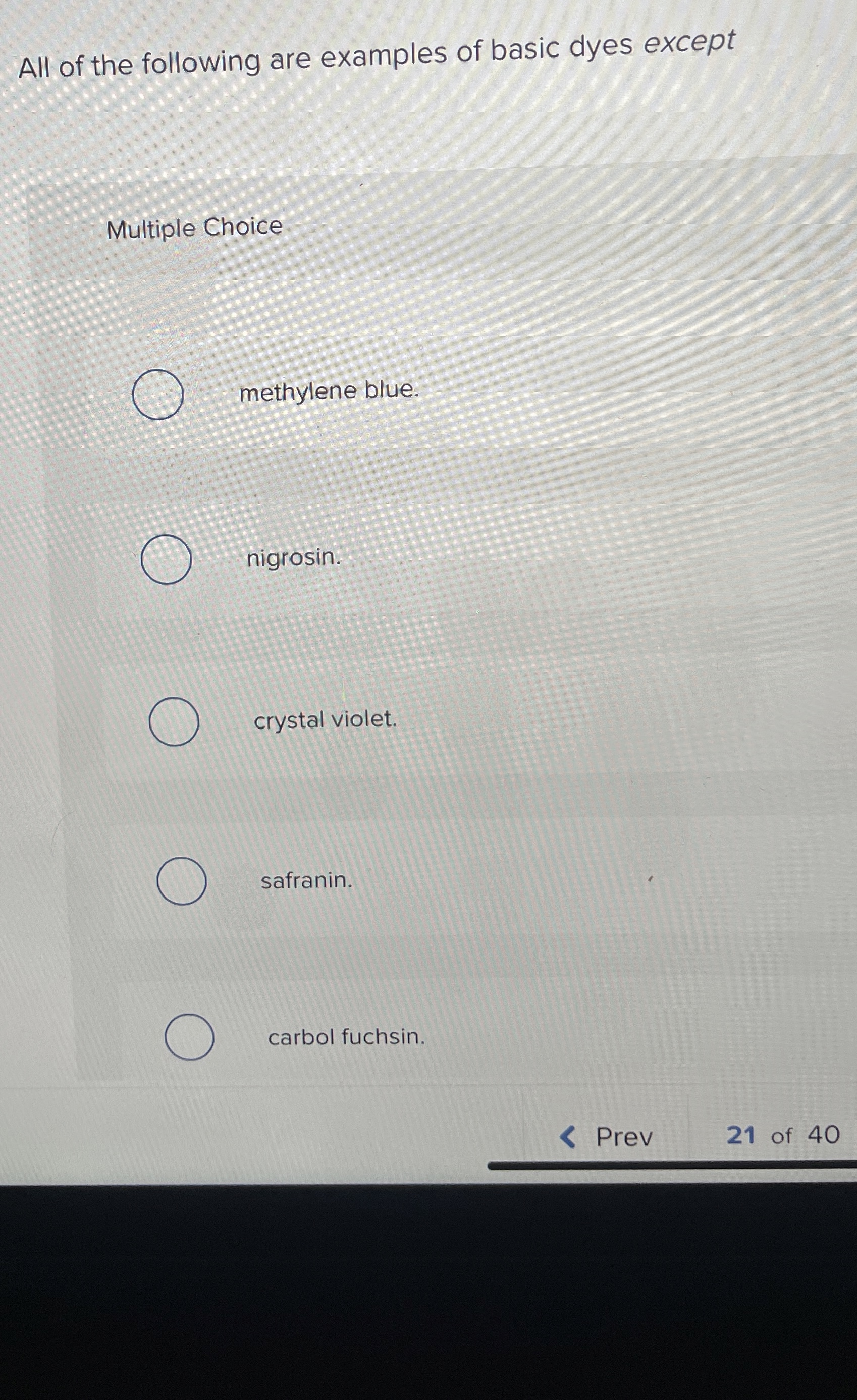 Solved All of the following are examples of basic dyes | Chegg.com