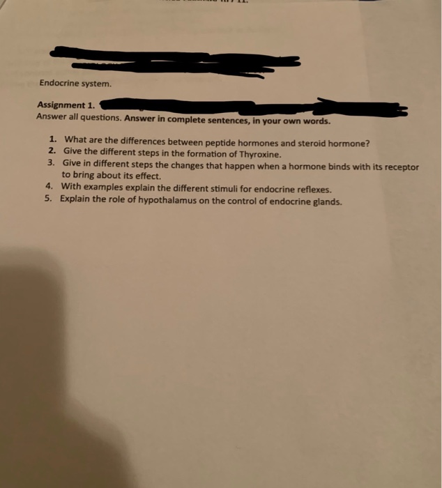 Solved Endocrine system. Assignment 1. Answer all questions. | Chegg.com