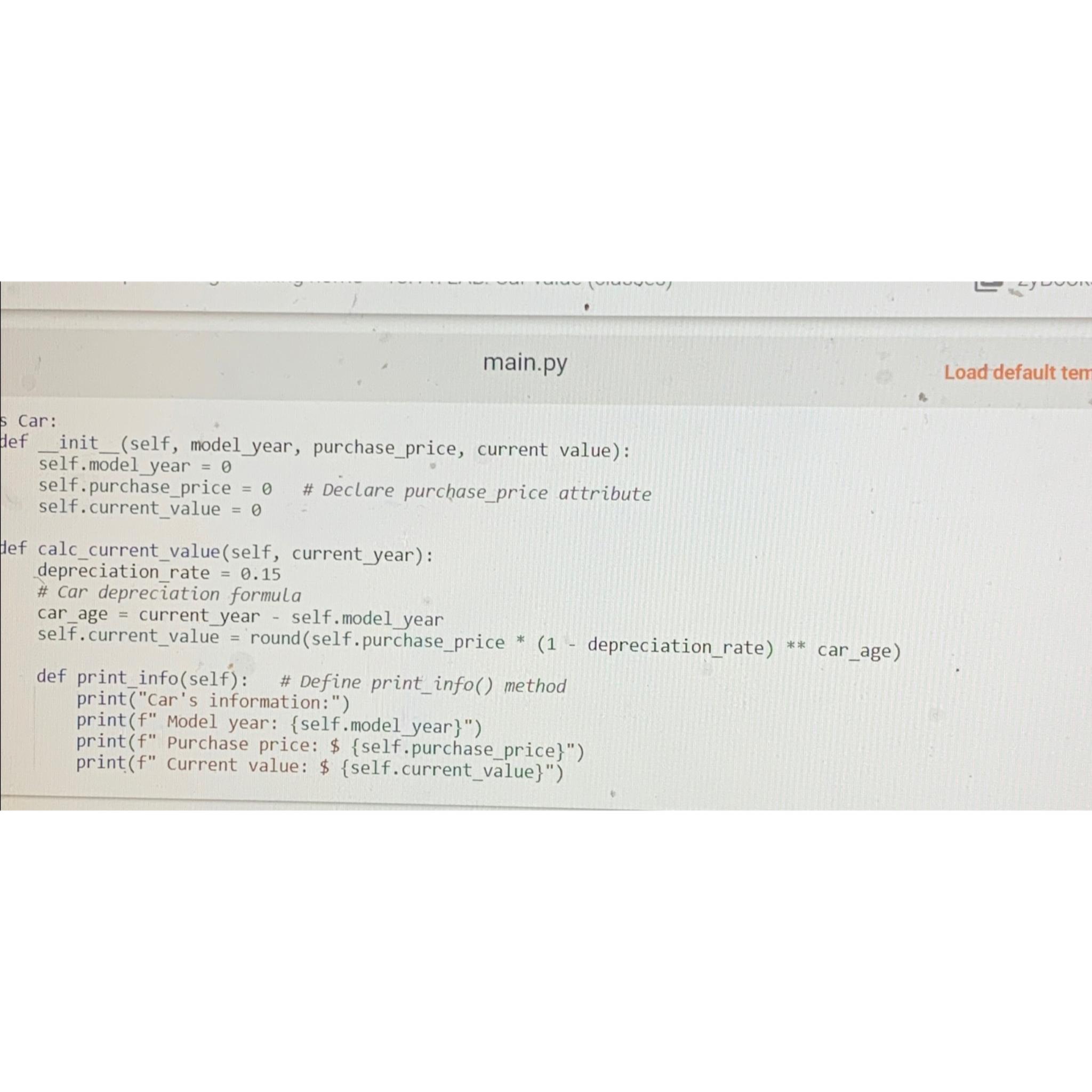 Solved • ﻿main.pyLoad default temS Car:def_init_(self, | Chegg.com