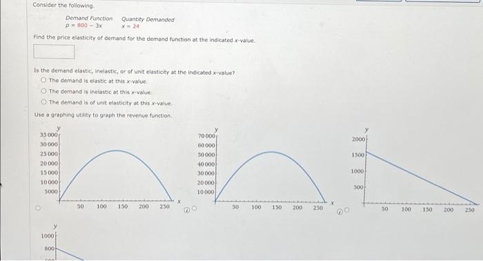 Solved Consider the following Demand Function Quantity | Chegg.com