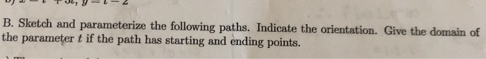Solved B. Sketch and parameterize the following paths. | Chegg.com