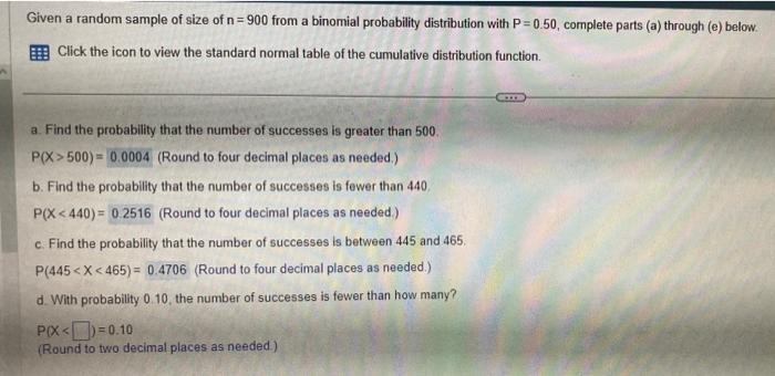 Solved Given a random sample of size of n=900 from a | Chegg.com