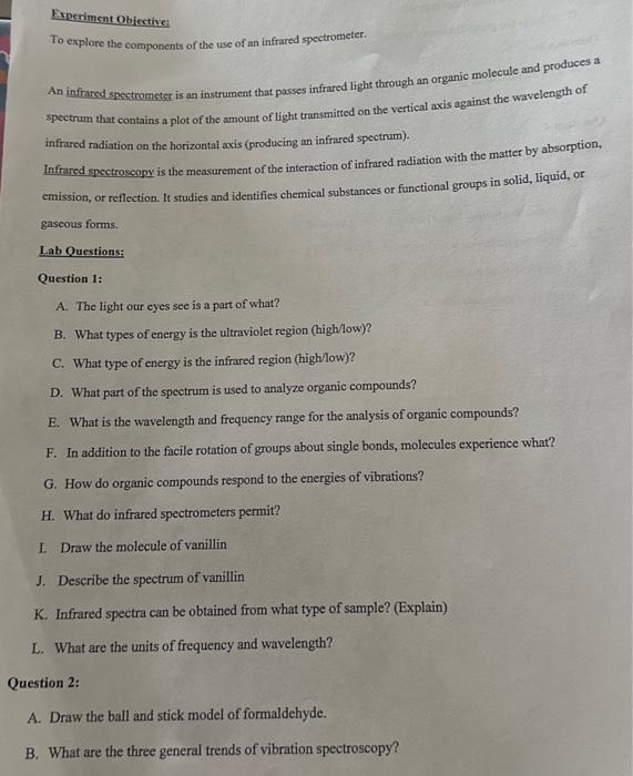 Solved Experiment Objective: To explore the components of | Chegg.com