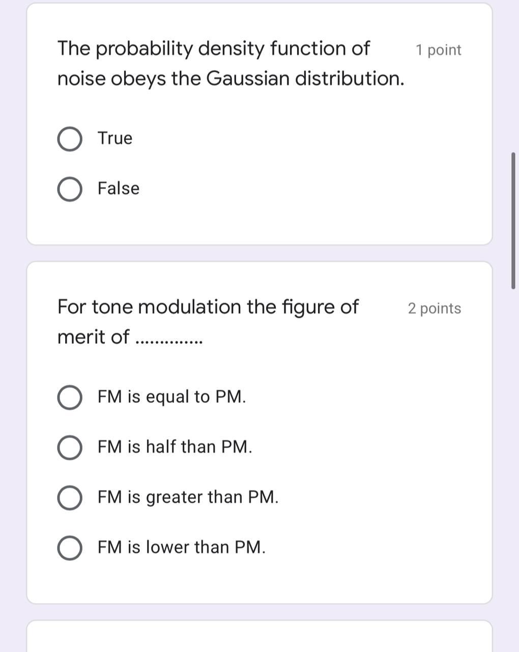 Solved 1 point The probability density function of noise | Chegg.com